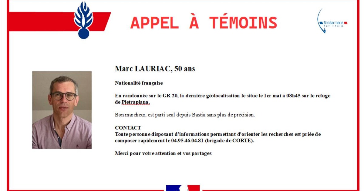 Appel à témoins pour retrouver Marc Lauriac, âgé de 50 ans, disparu en ...